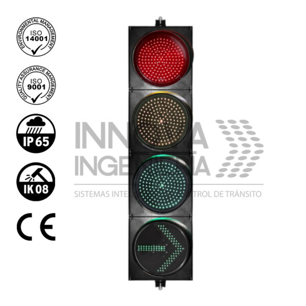 Semáforo LED'S Vehicular 1C4L - 4x300 - Rojo-Ámbar-Verde-Flecha ...
